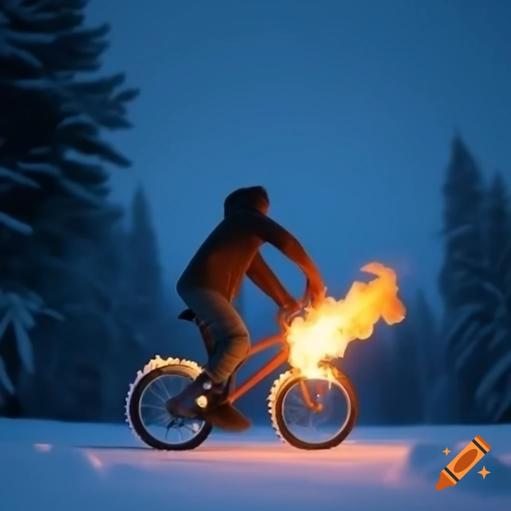 Mountain bike braking on a trail on Craiyon