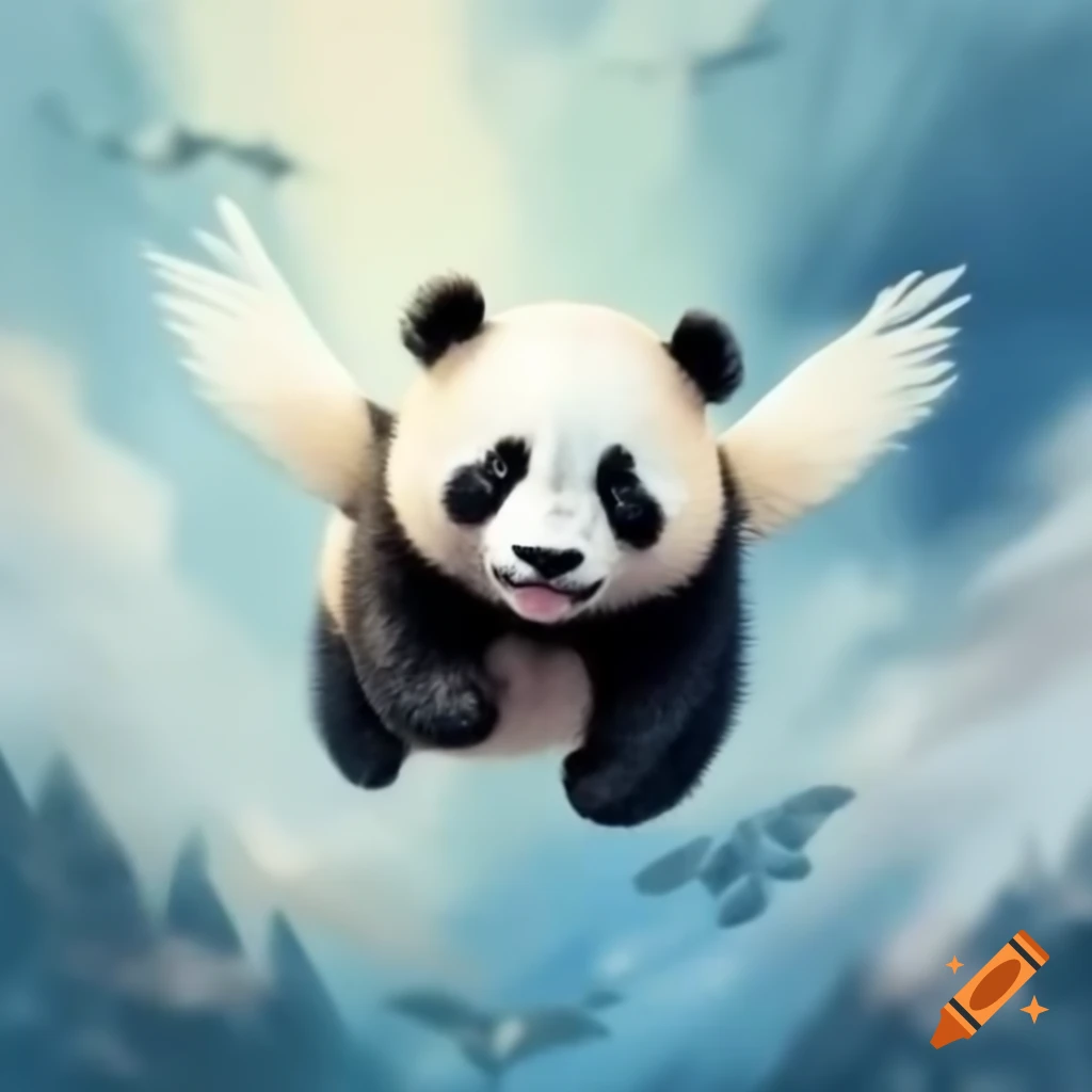 Illustration of a flying panda on Craiyon