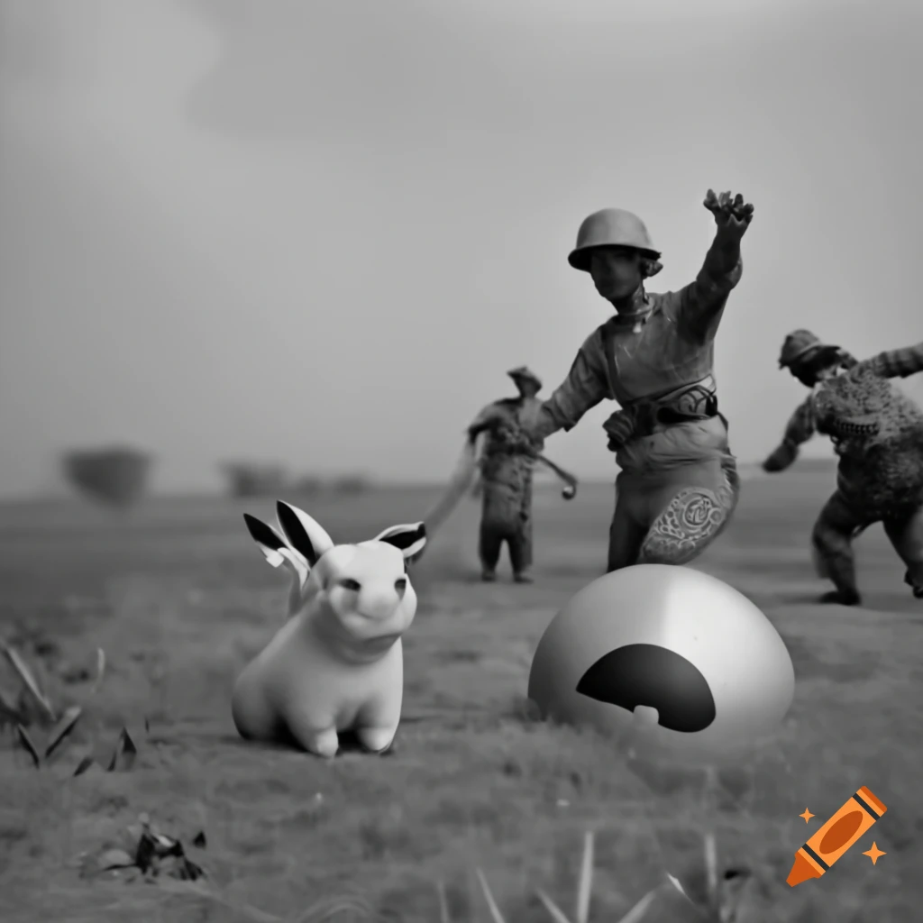 Pokémon themed scene set in Vietnam war 1960s on Craiyon