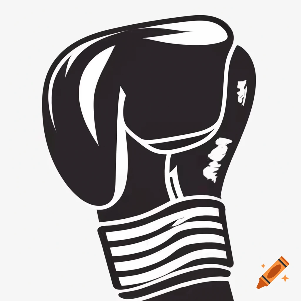Close-up vector illustration of a boxing glove with bold black and ...