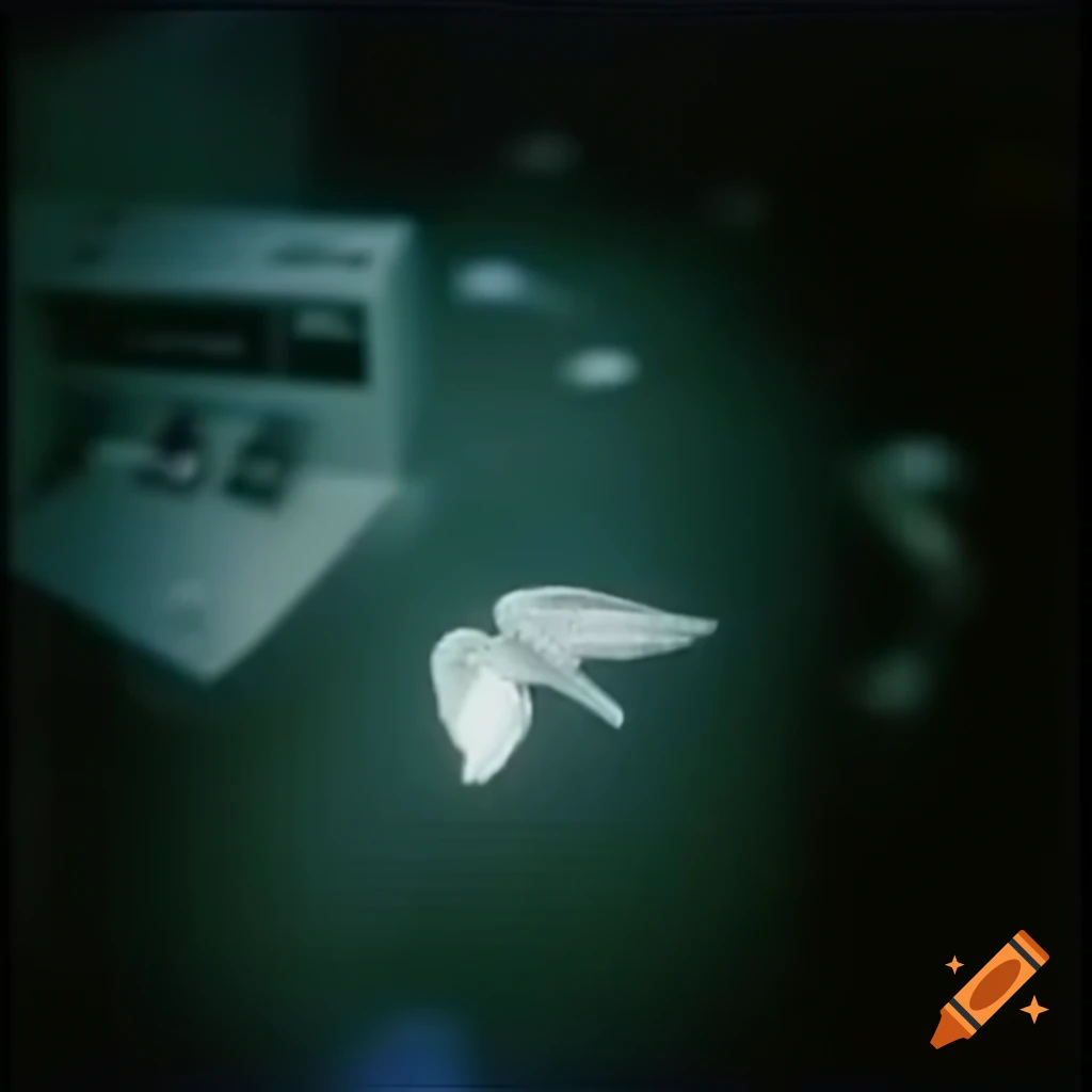 Analogue horror footage of a woman with moth wings apparition on ...