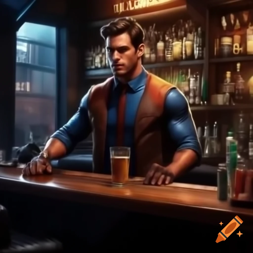 Bar illustrated in superhero comic style on Craiyon