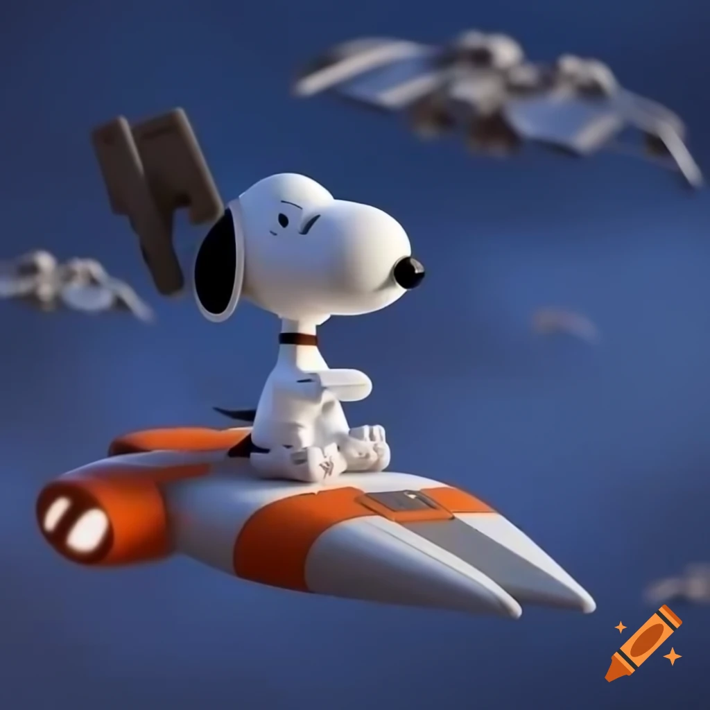 Snoopy flying x-wing starfighter from star wars on Craiyon