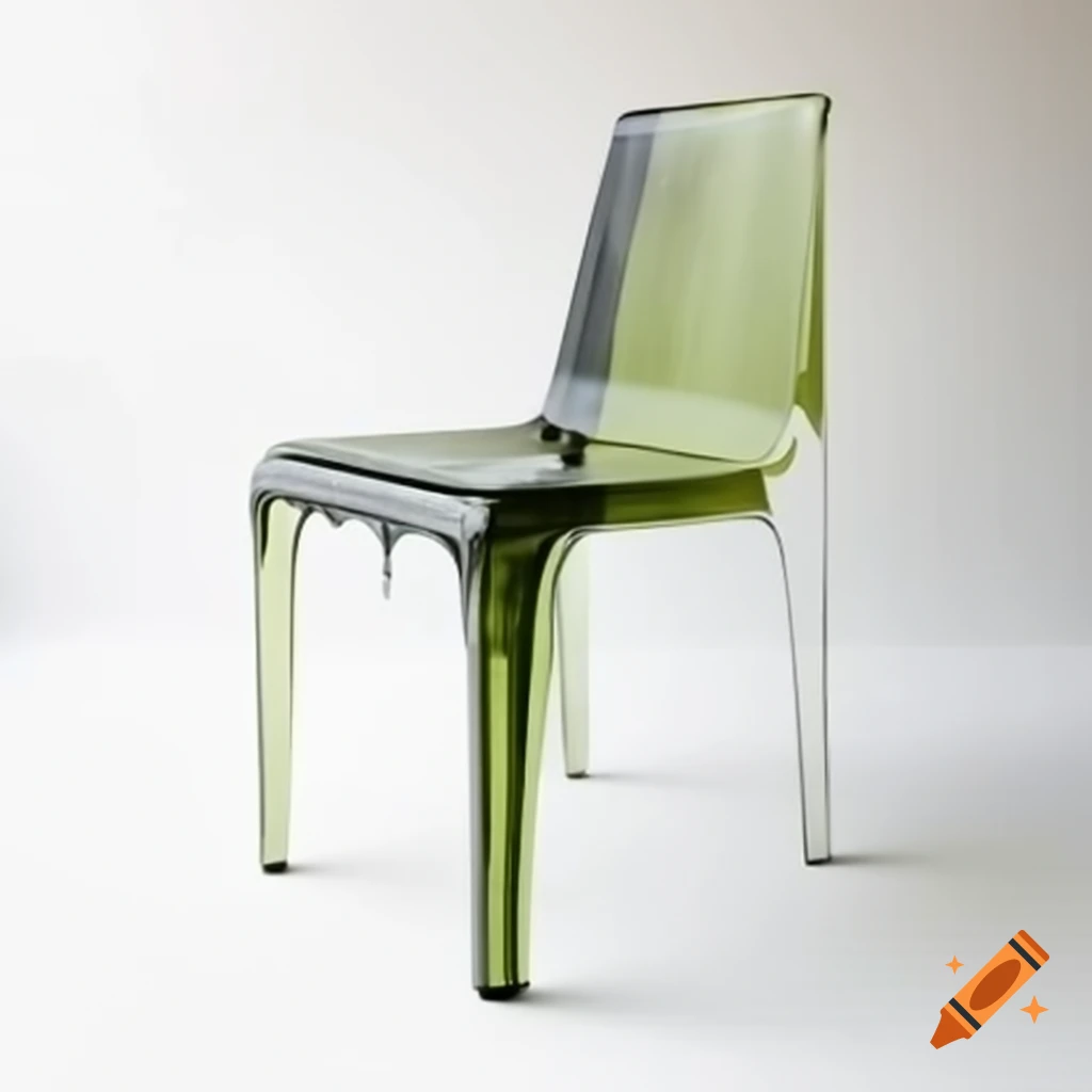 Architectural chair made of melted acrylic on white background on Craiyon