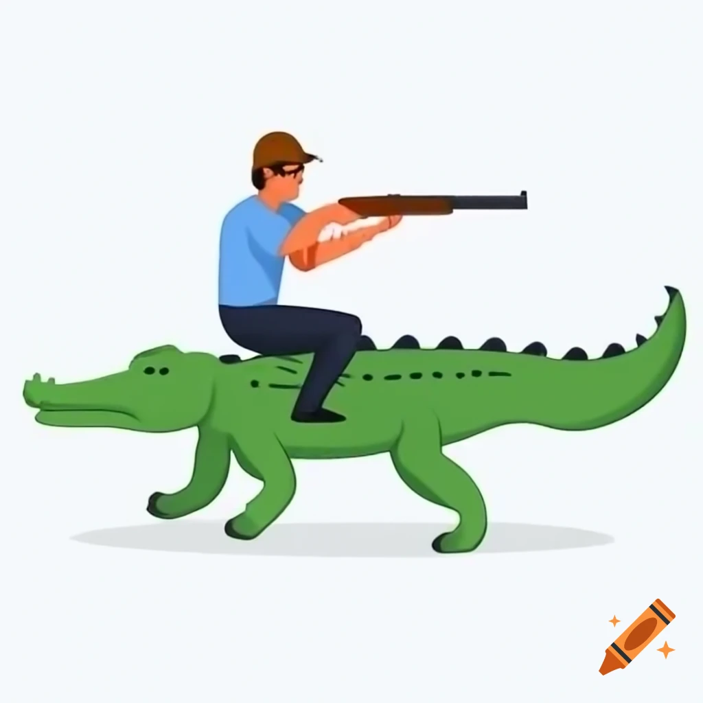 Florida man riding alligator while shooting a gun on Craiyon