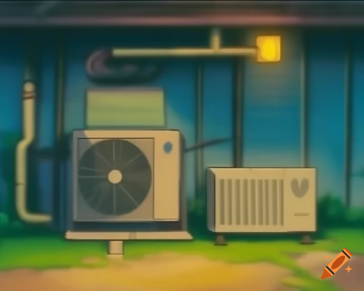 Anime style hvac unit inspired by studio ghibli on Craiyon