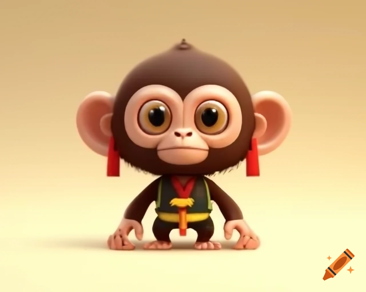 Animated monkey in samurai clothes inside matrix and sun chakra design ...