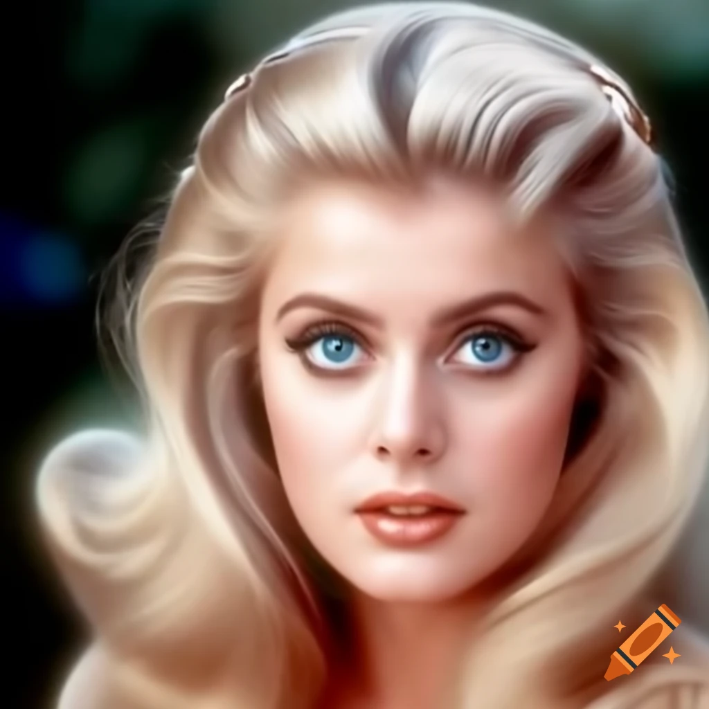 Hyper-realistic photograph of a charming european actress from 1963 with porcelain skin and blue ...