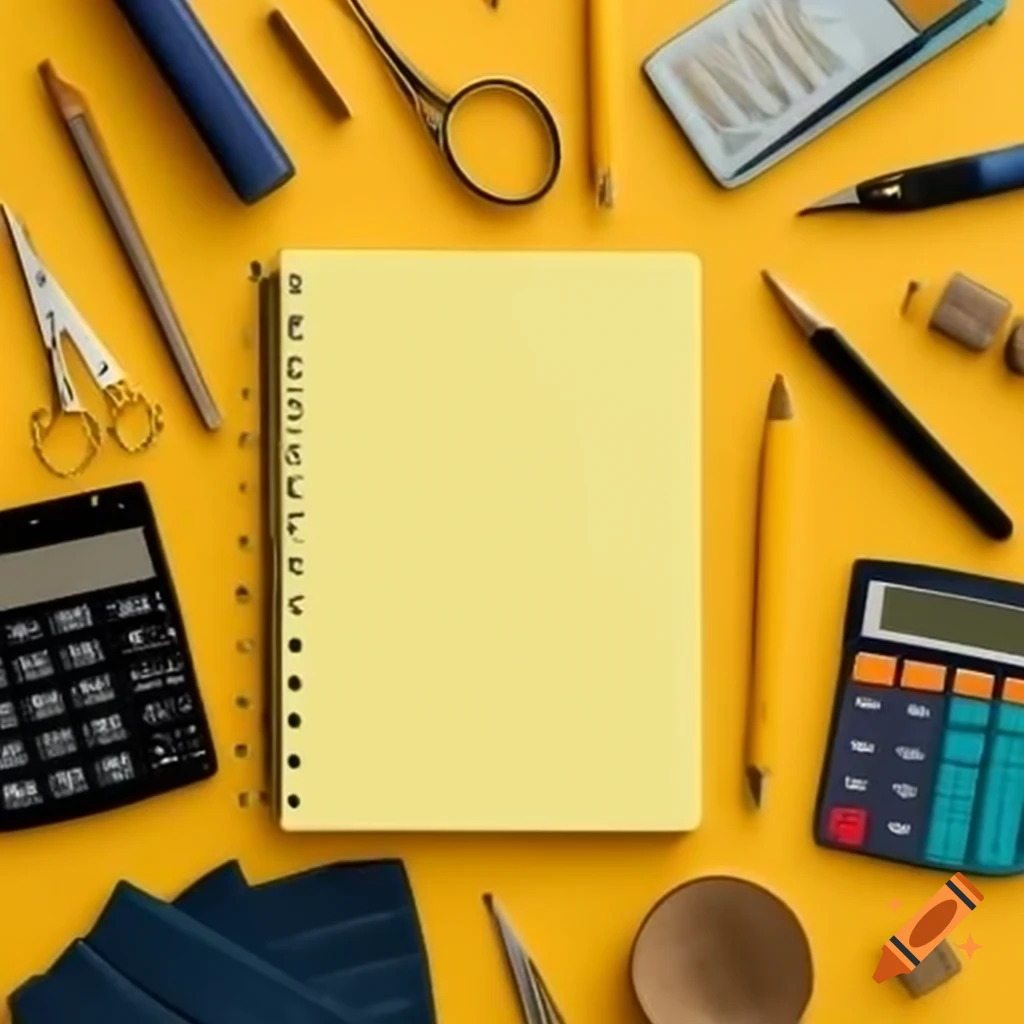 Yellow themed Composition With Notepad And Calculation Tools On Craiyon yellow-themed-composition-with-notepad-and-calculation-tools-on-craiyon