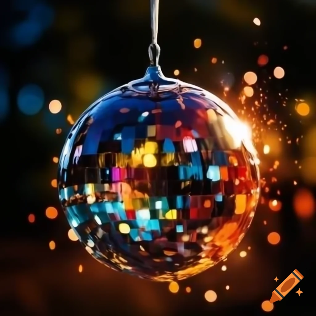 Yellow cancer ribbon around disco ball reflecting autumnal colors on ...