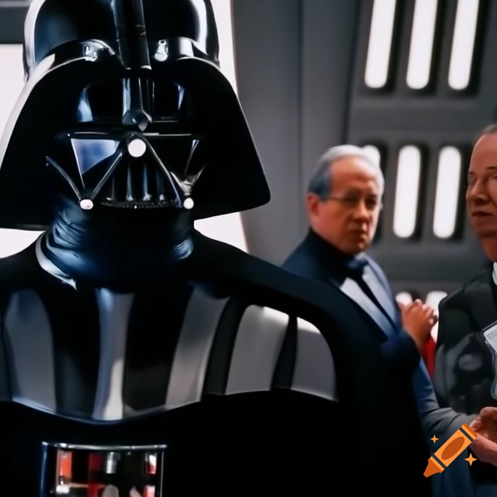 Darth vader and a president watching television on Craiyon