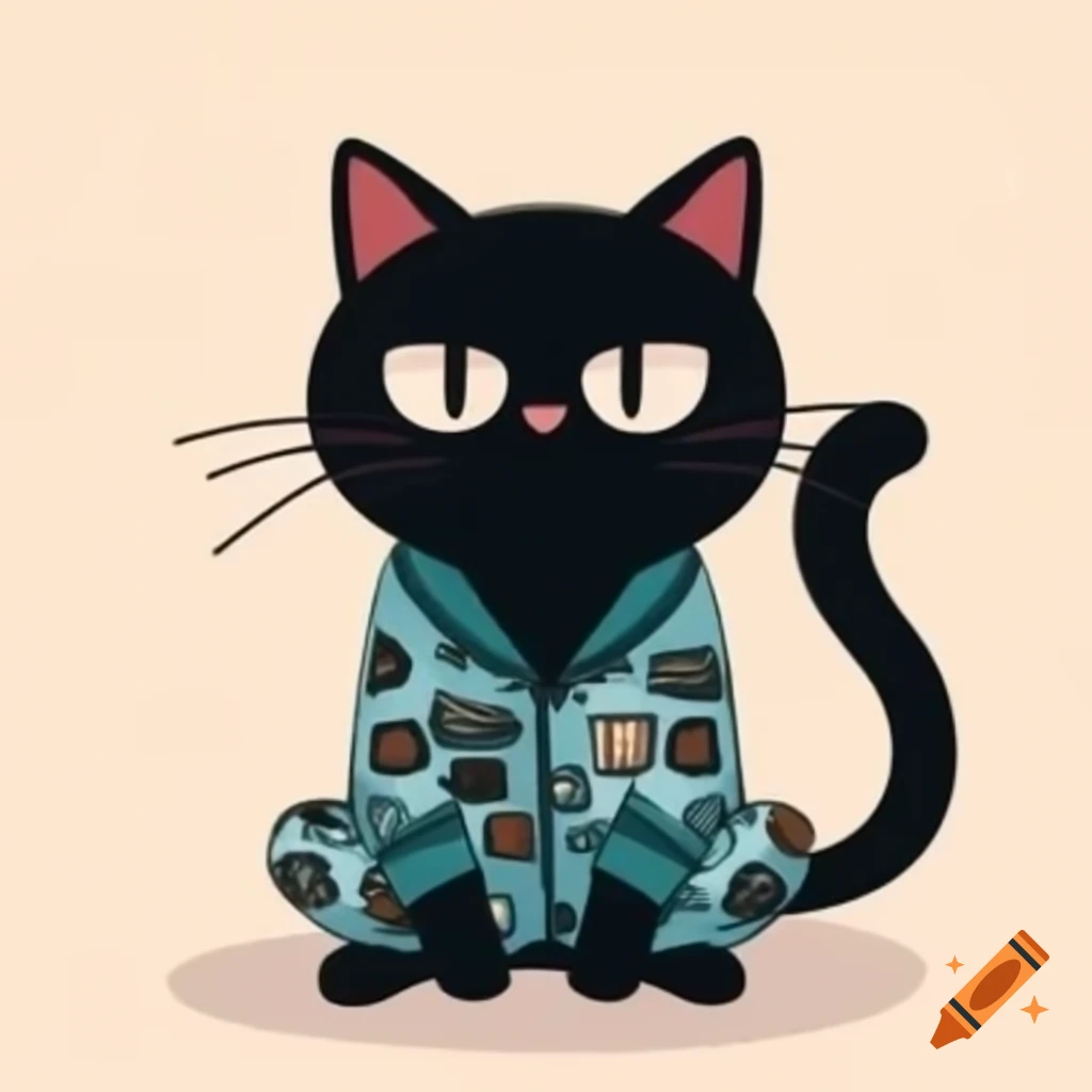 Adorable small chibi black cat standing on two legs on Craiyon