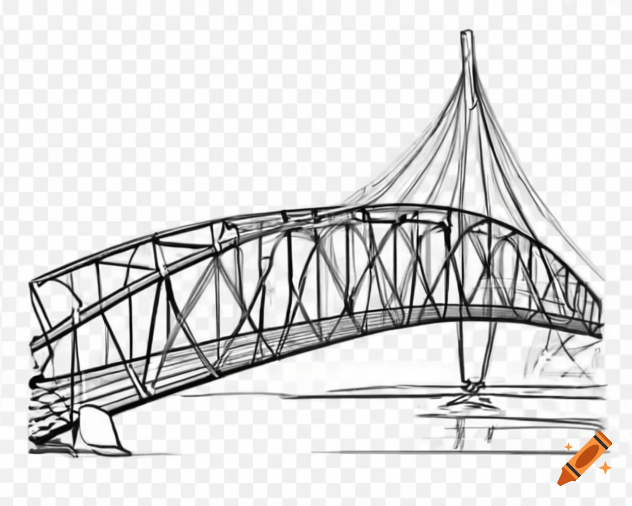 Simple iron bridge design drawing on Craiyon