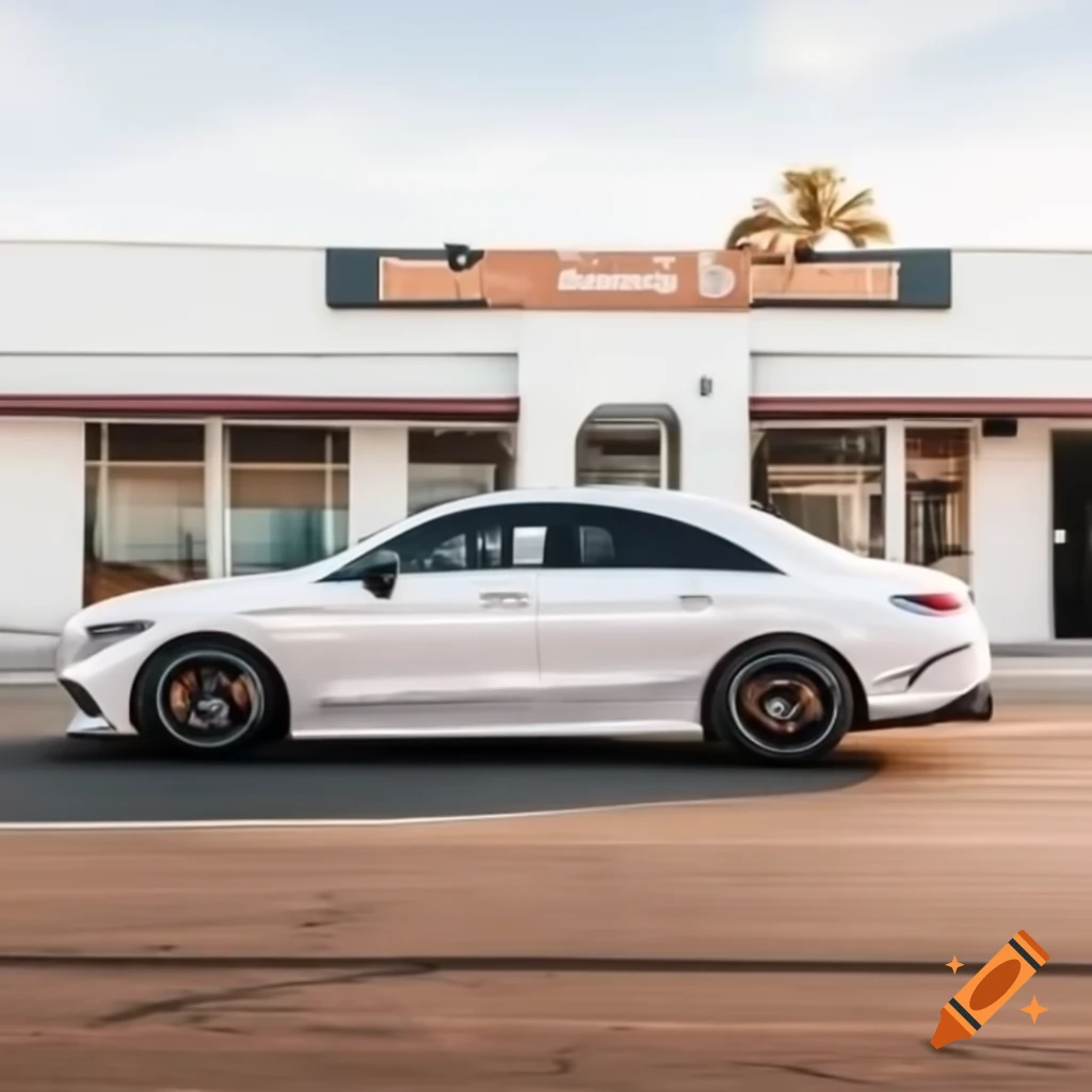 White Mercedes-AMG CLA 35 4MATIC Premium Coupé on rustic asphalt in ...