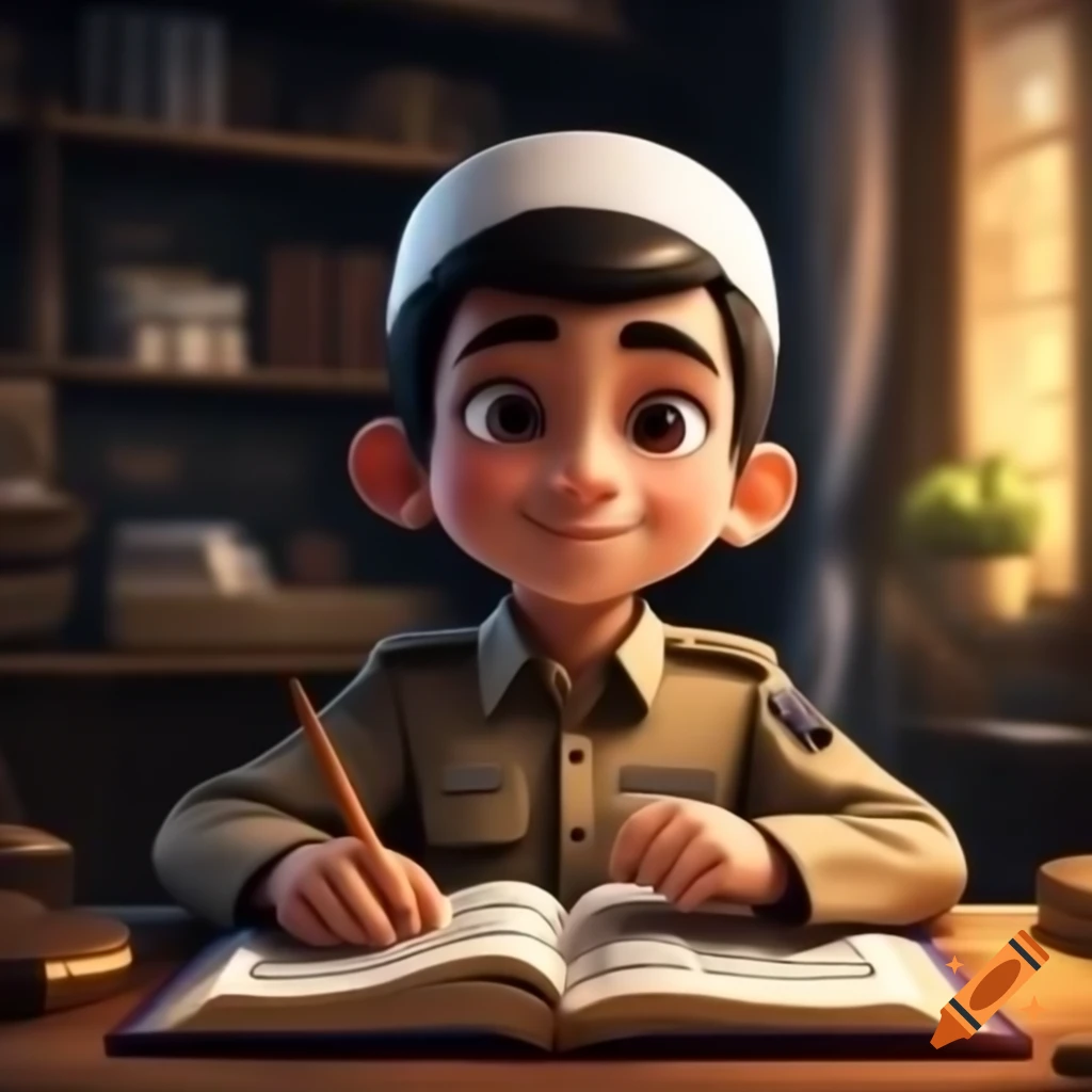 Anime style Muslim Ranger boy studying Quran on Craiyon