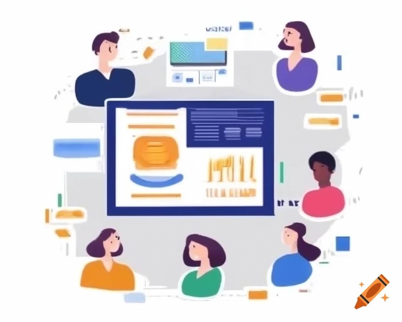 Diverse UI/UX design team collaborating on a project on Craiyon