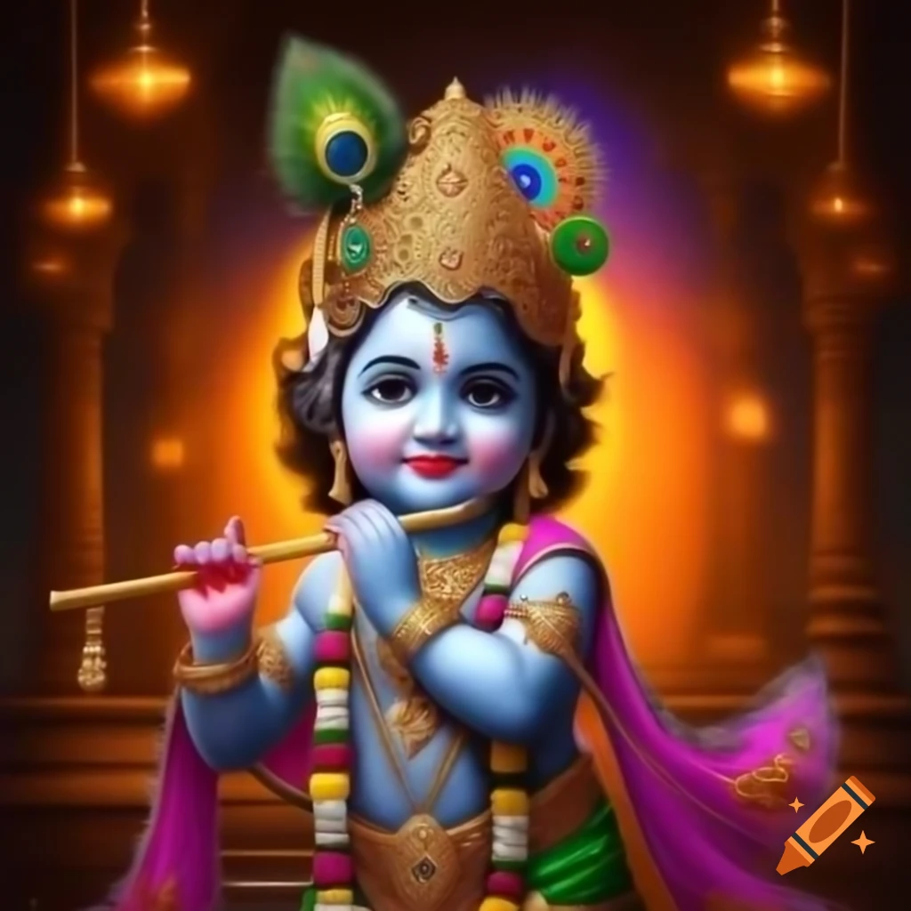 Illustration of lord krishna, a revered deity in hinduism on Craiyon