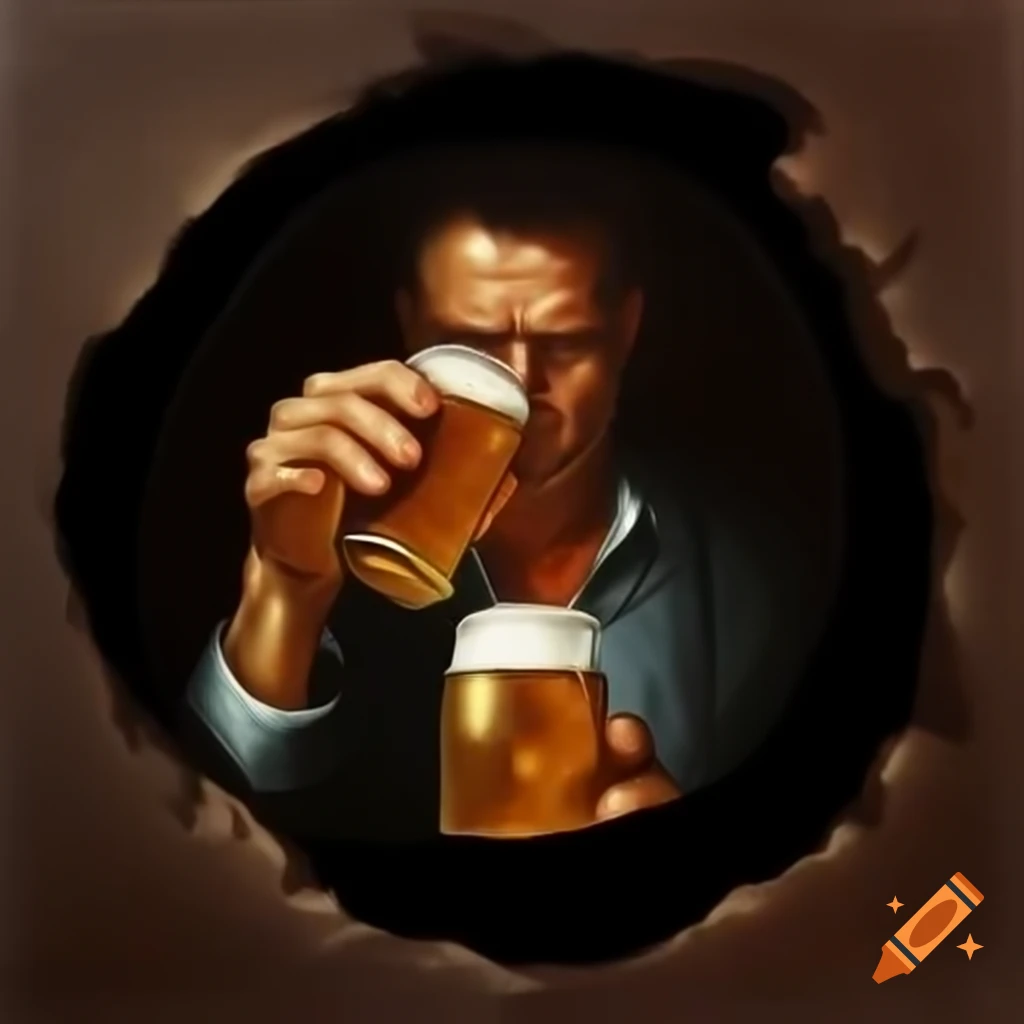 Man smashing beer next to a black hole background on Craiyon