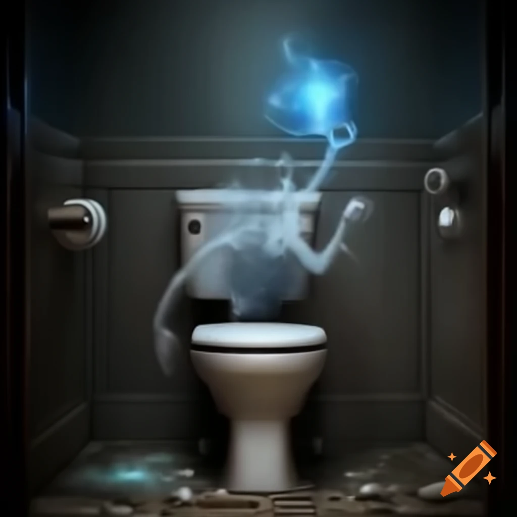 Toilet being magically repaired with spells on Craiyon