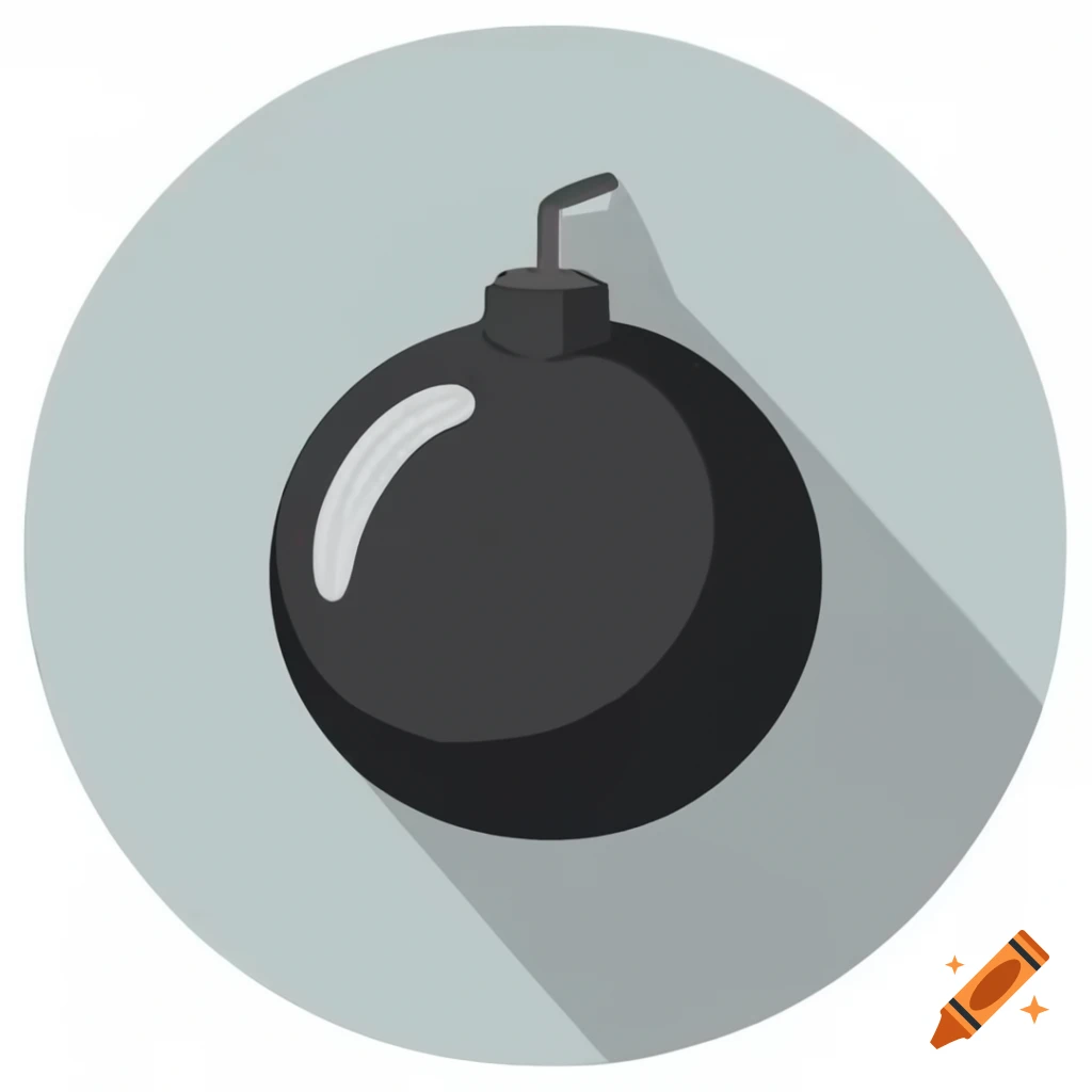 Cartoon bomb design in black and gray colors on Craiyon