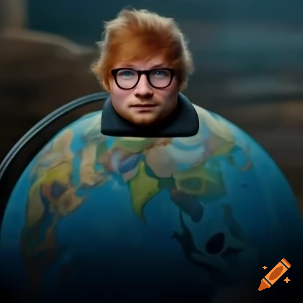 Creative representation of Ed Sheeran as a globe on Craiyon