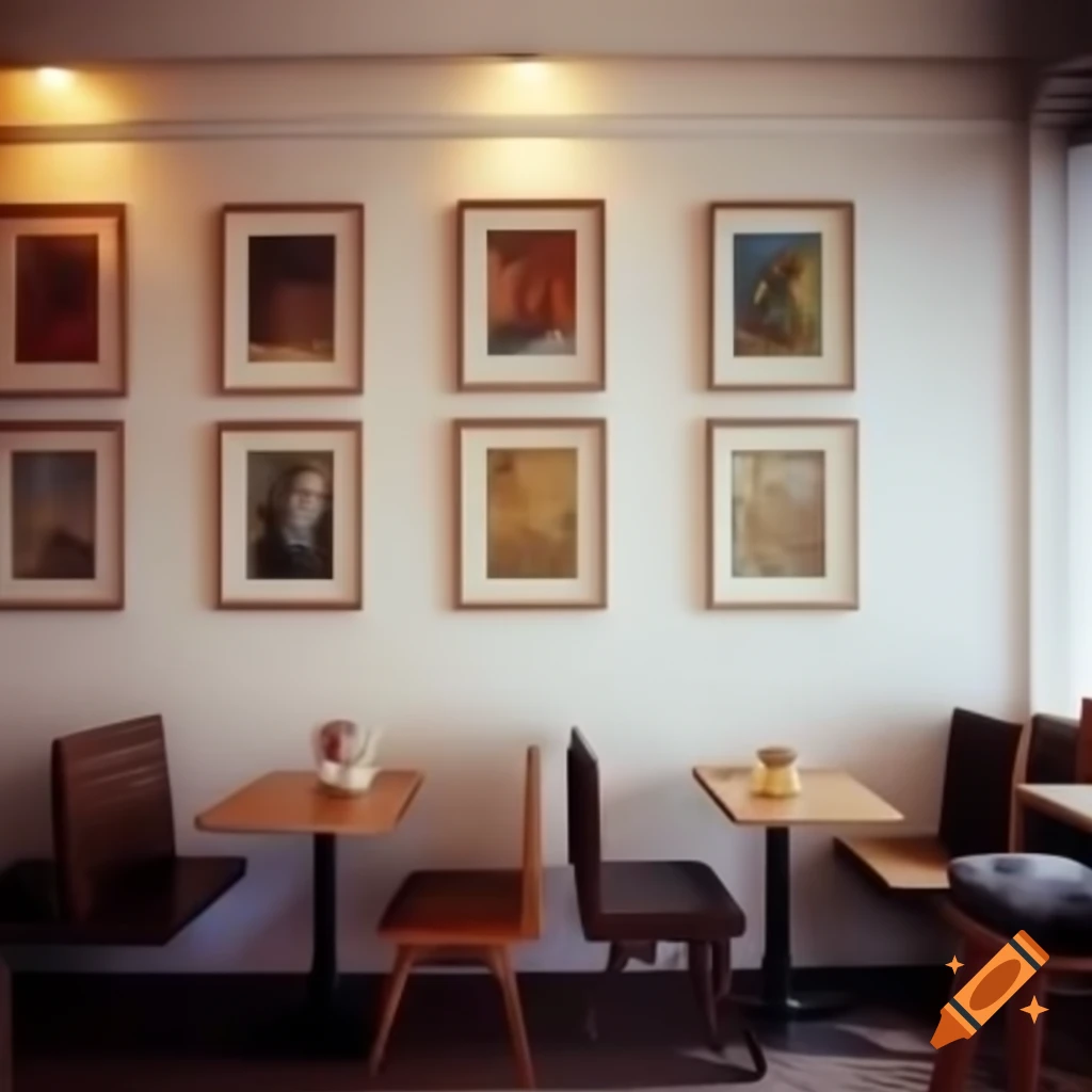 Cozy coffee restaurant wall with coffee and snack paintings and ...
