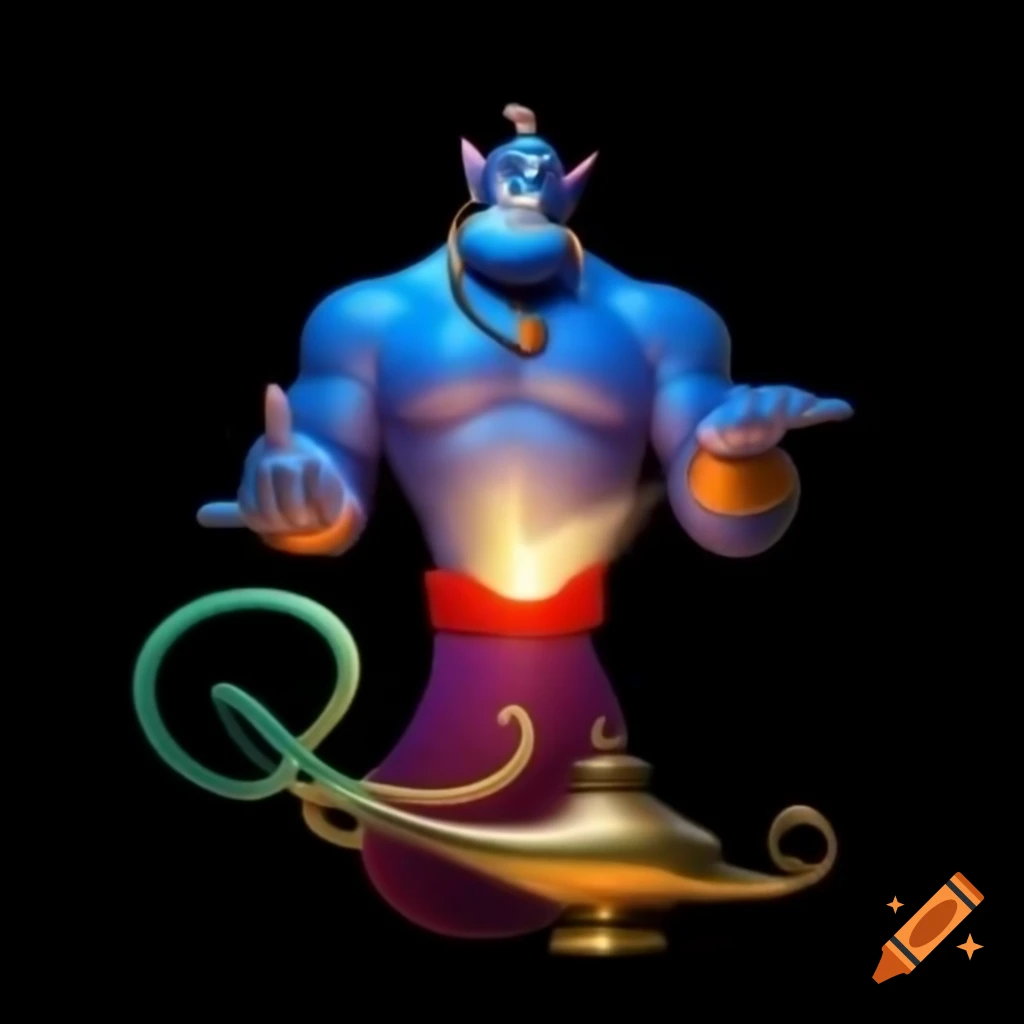 Genie emerging from lamp, classic mythical scene on Craiyon