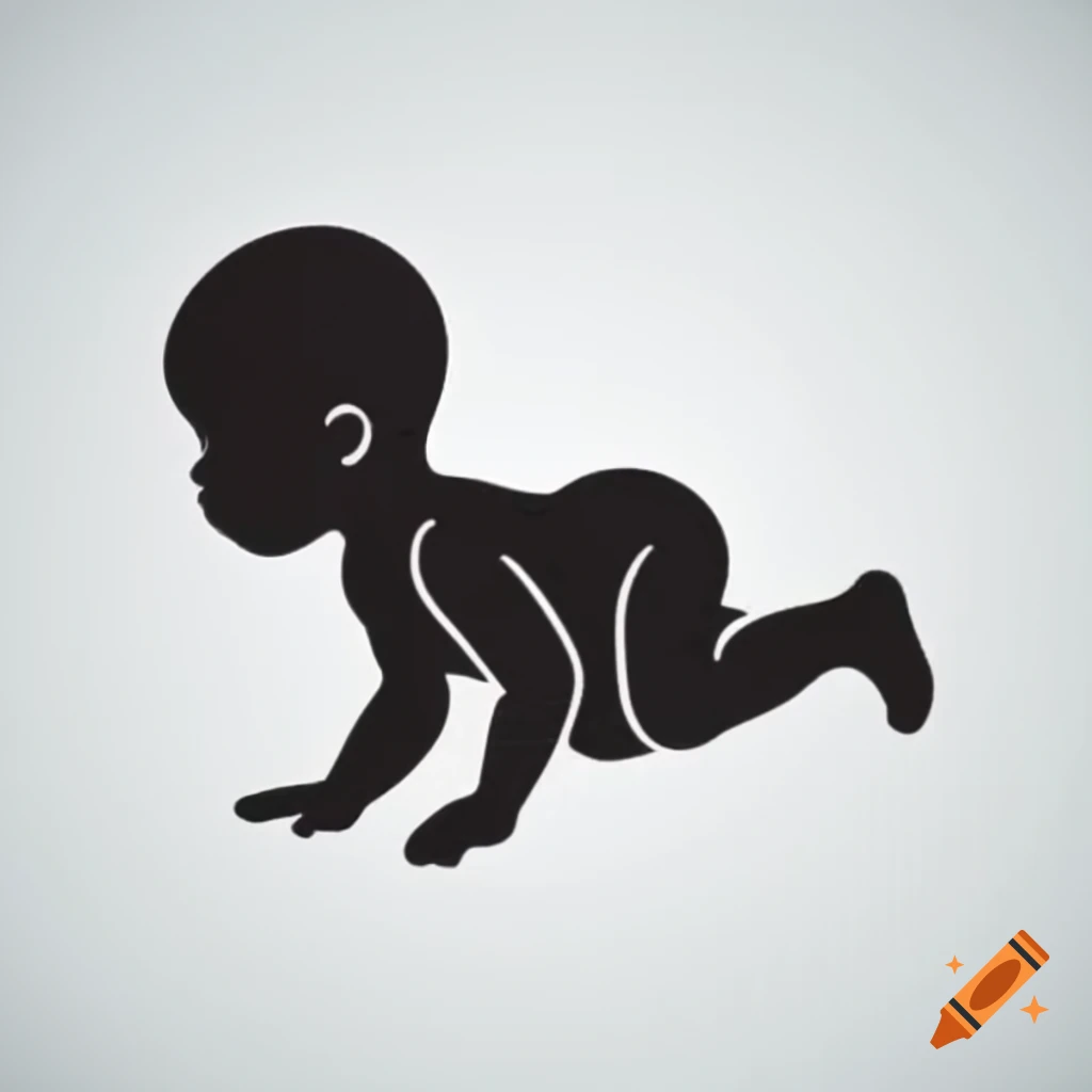Silhouette of baby crawling on Craiyon