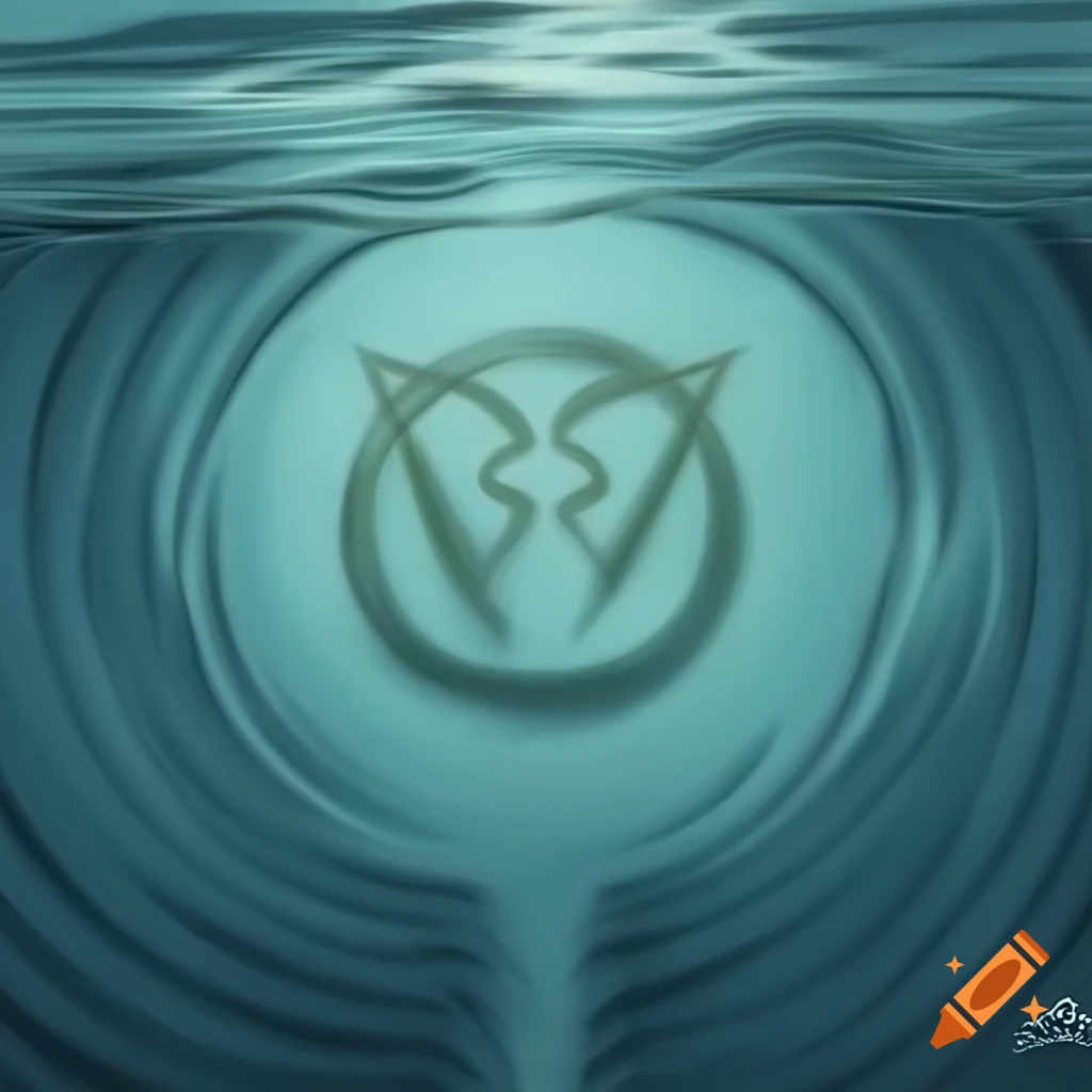 Sketch of runic symbol representing ancient water power, with flowing ...