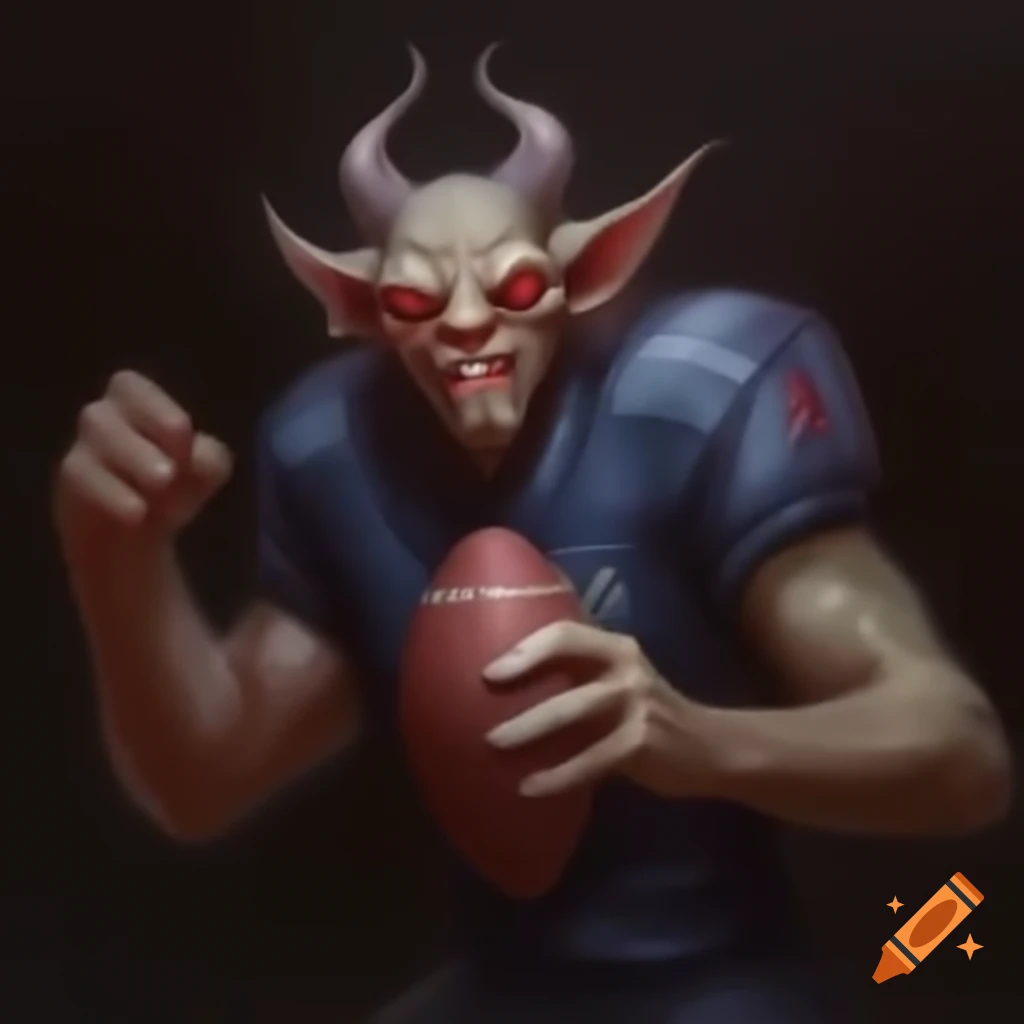 Football quarterback clenching fist in triumphant pose against corrupt ...