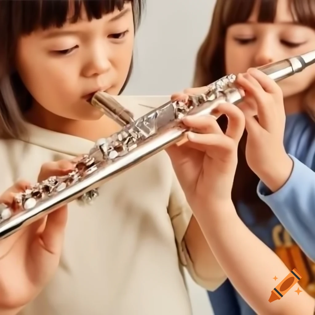 Children playing transverse flute on Craiyon