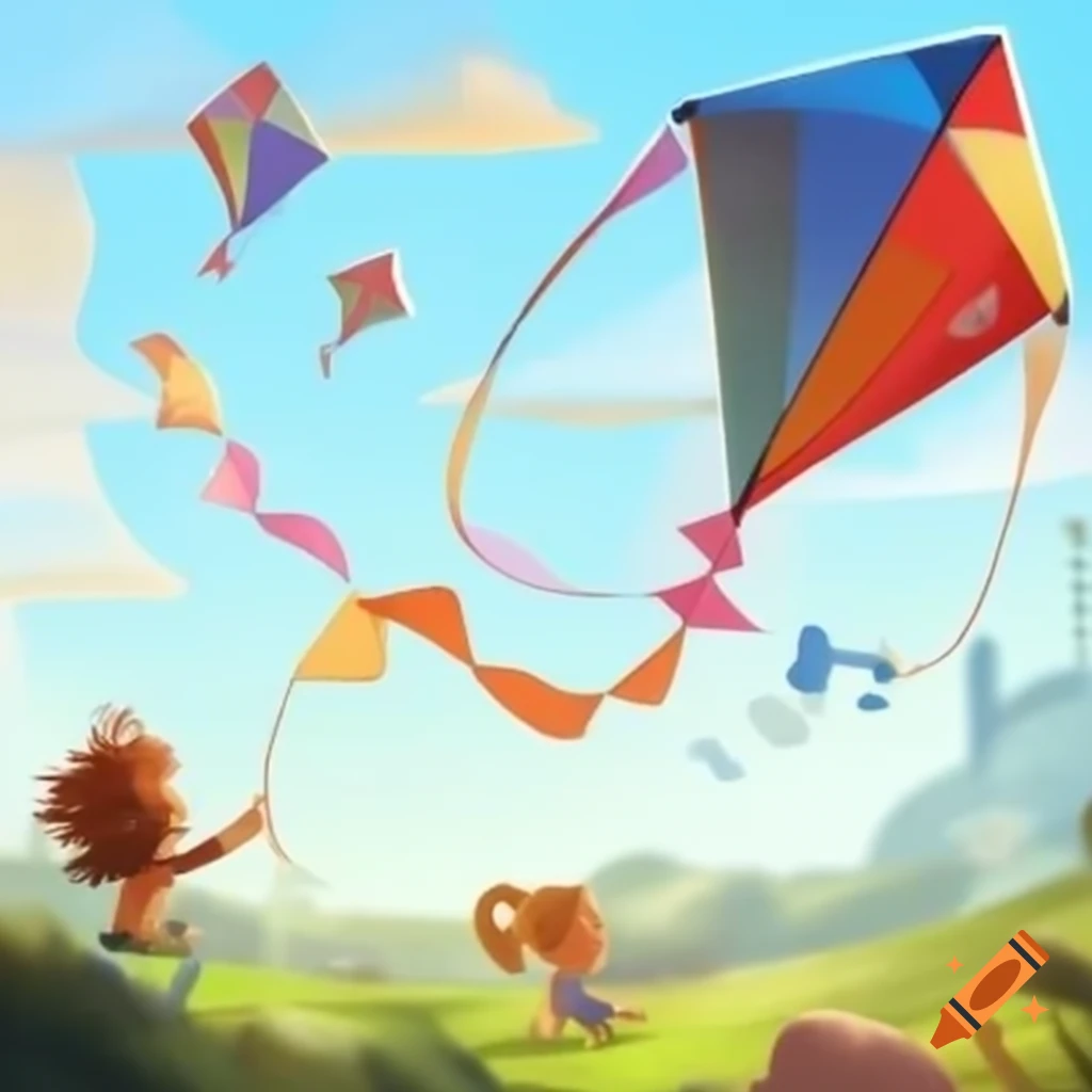 Whimsical kite character designed by pixar with vibrant colors and ...