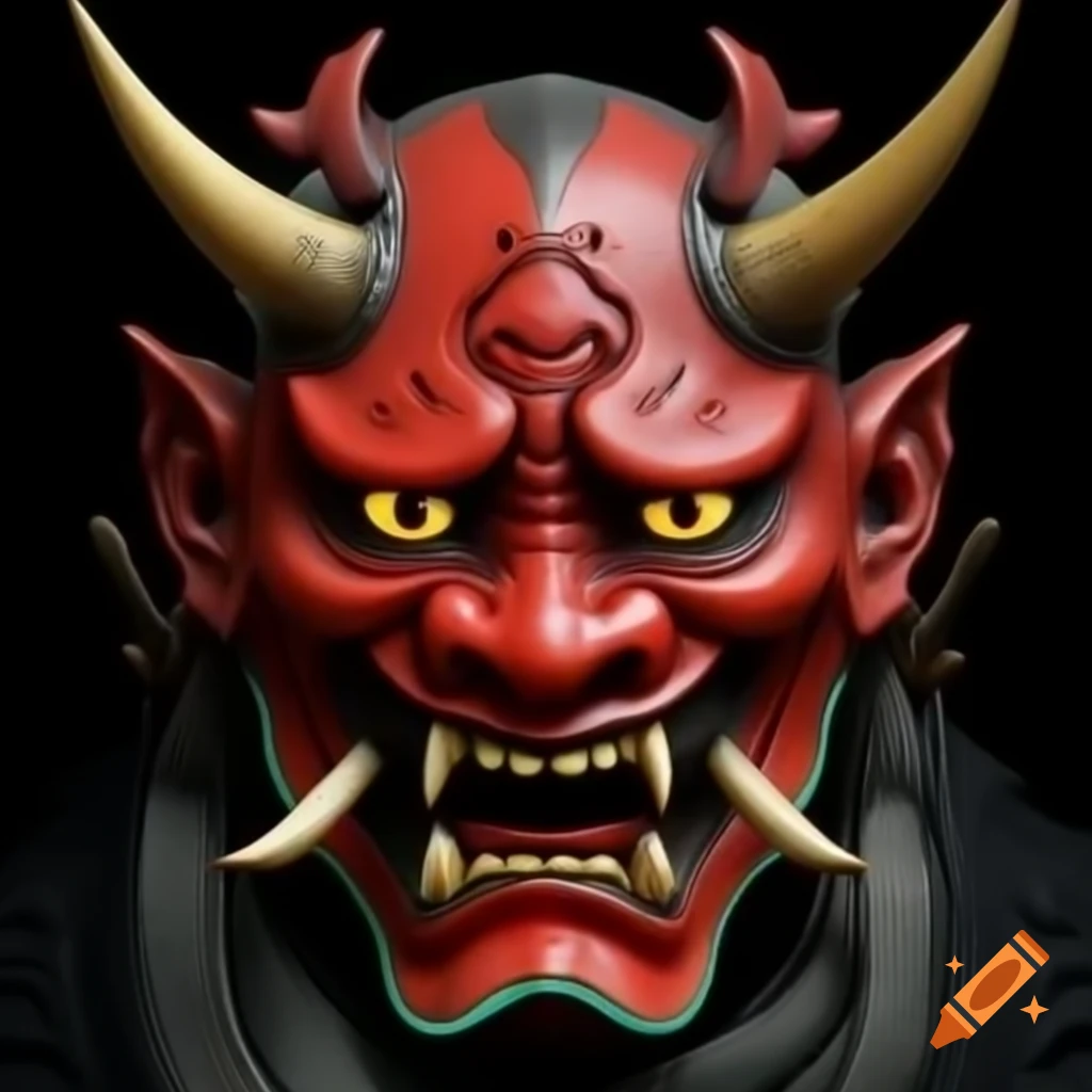 Japanese oni mask with intricate designs on Craiyon