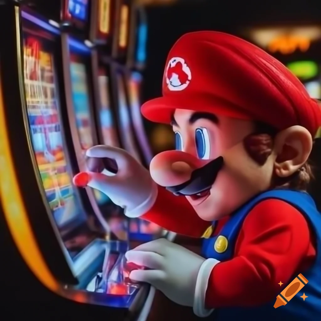 Two bearded men celebrating with a high-five over arcade game on Craiyon