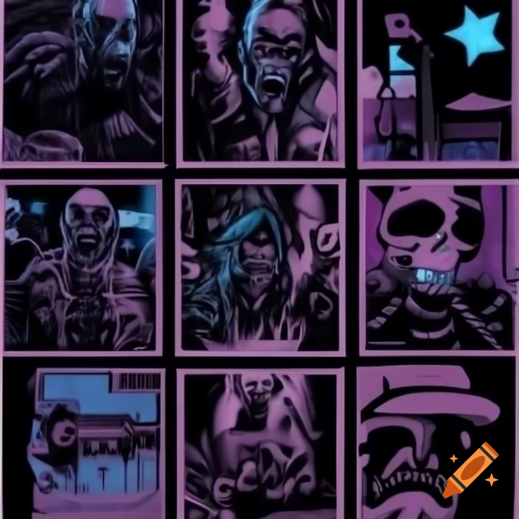 Detailed comic book-style illustration for album cover featuring ...