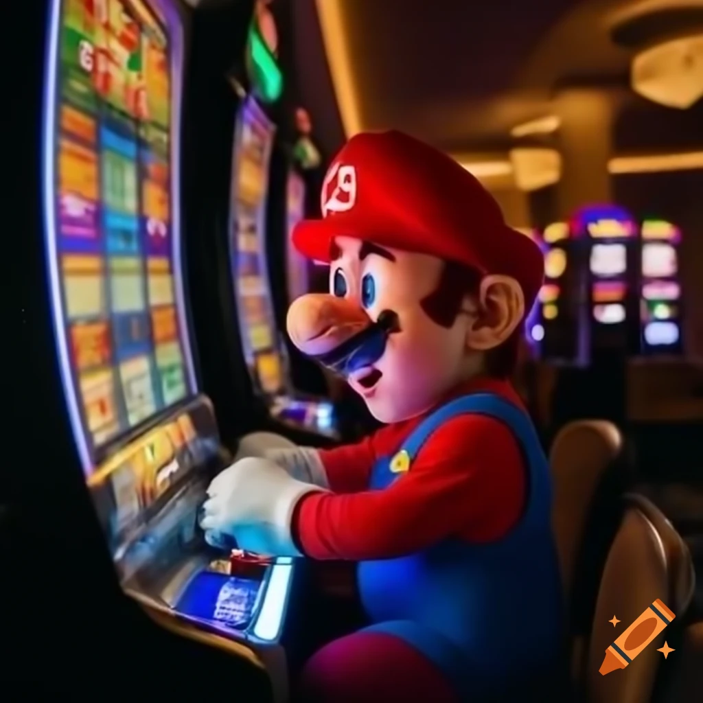 Man in a casino setting, engaging with gaming machines or tables on Craiyon