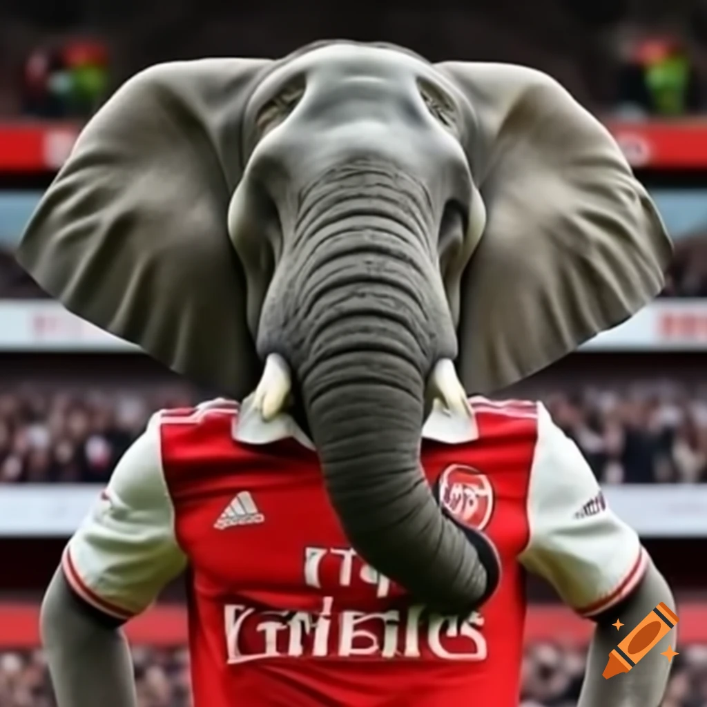 Elephant wearing arsenal football jersey on Craiyon