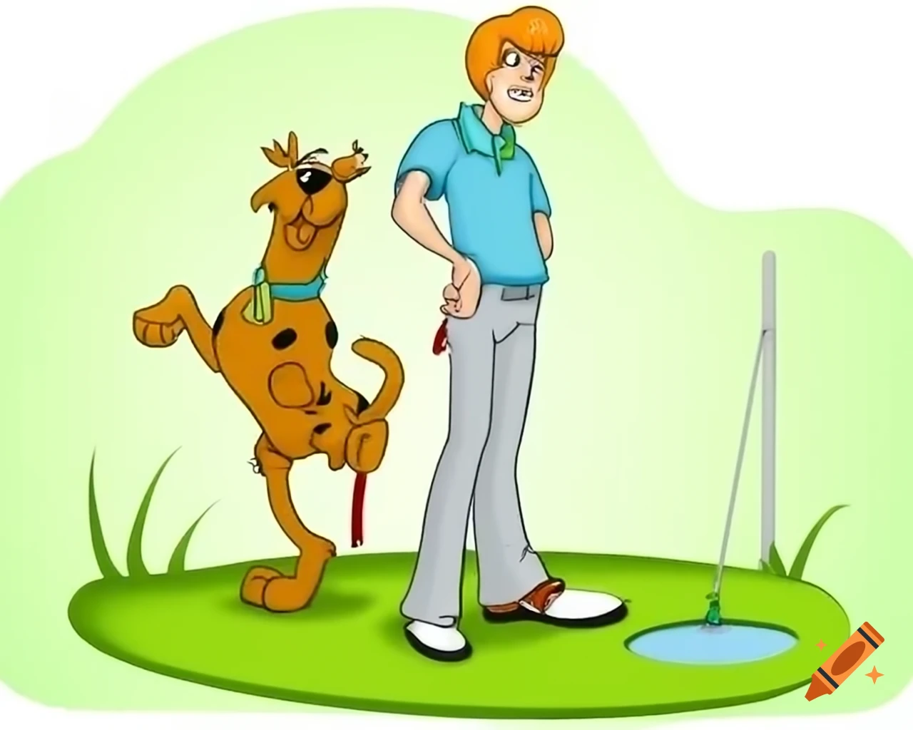 Scooby Doo cartoon character next to a photo of P. Diddy on Craiyon