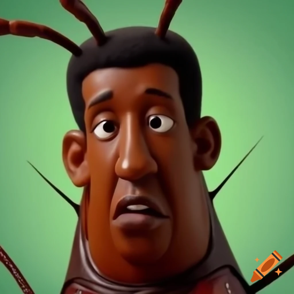 Cartoony exaggerated face on a cockroach-style body on Craiyon