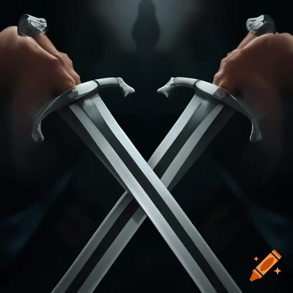 Clashing swords creating sparks in a dramatic scene on Craiyon