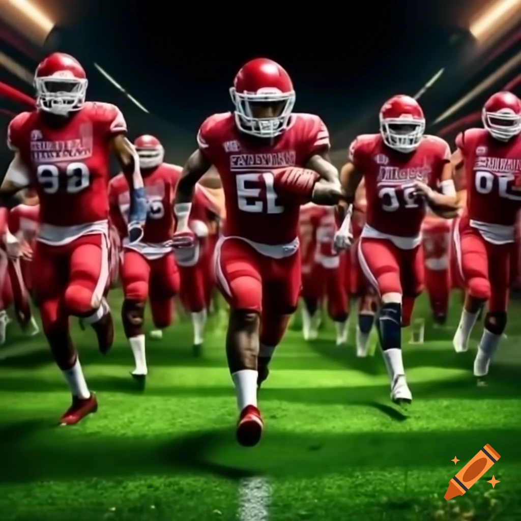 Hyper-realistic action scene of arkansas razorbacks football players ...