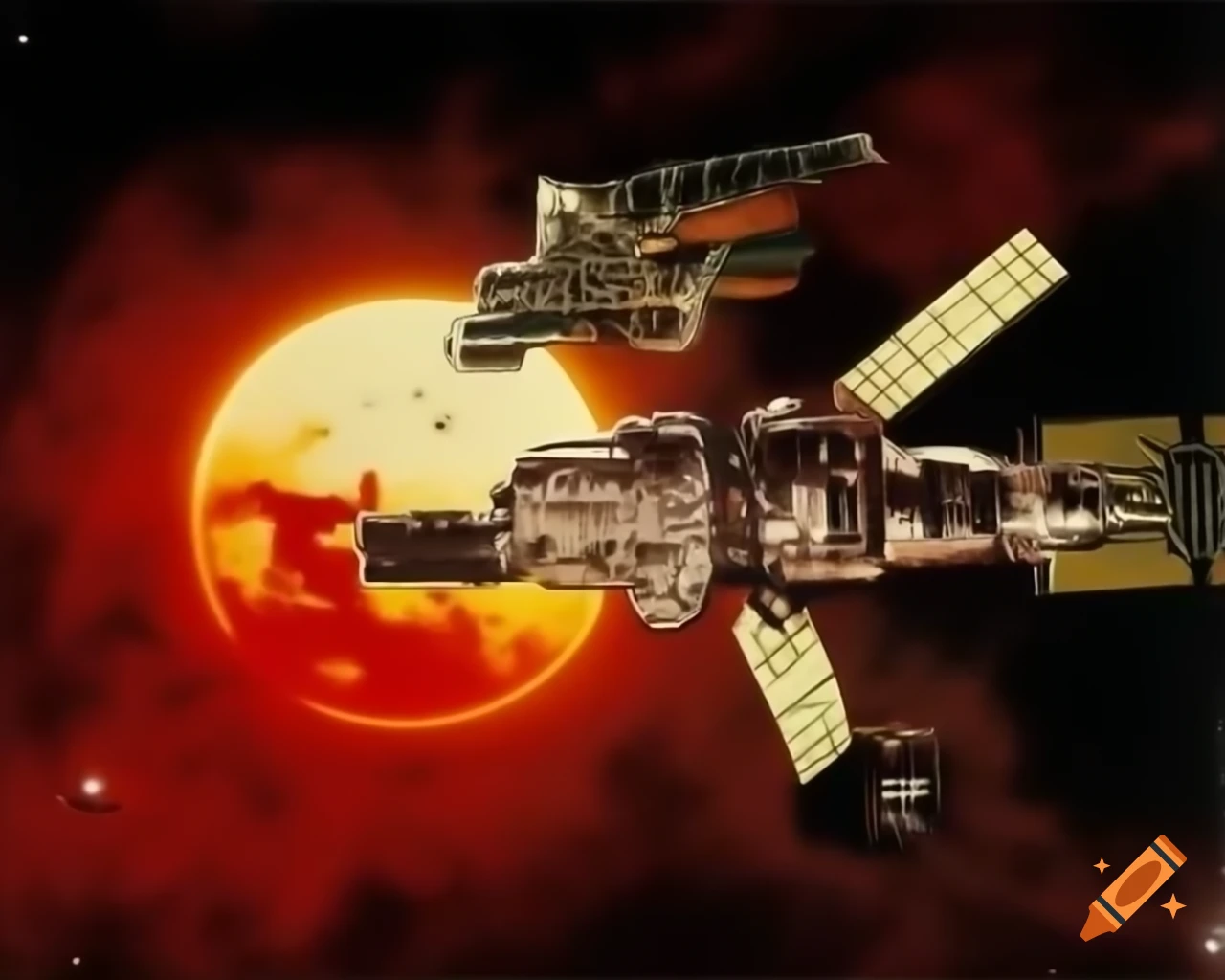 Vintage Soviet space propaganda poster on Craiyon