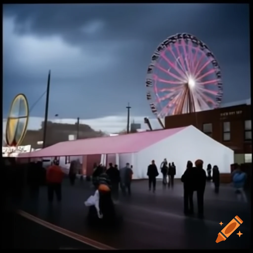 Collapsed marquee during downtown festival with people in distress and ...