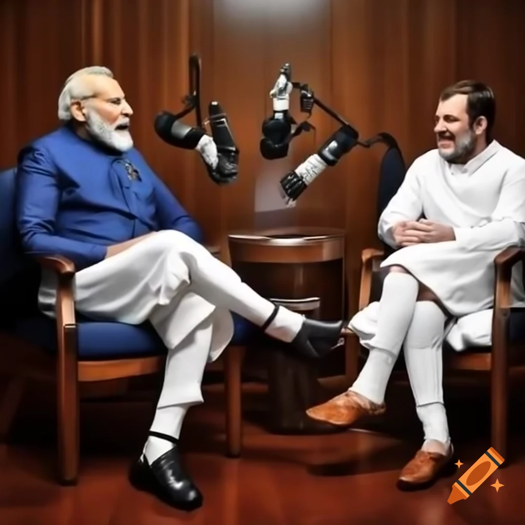 Narendra Modi and Rahul Gandhi embracing each other on Craiyon