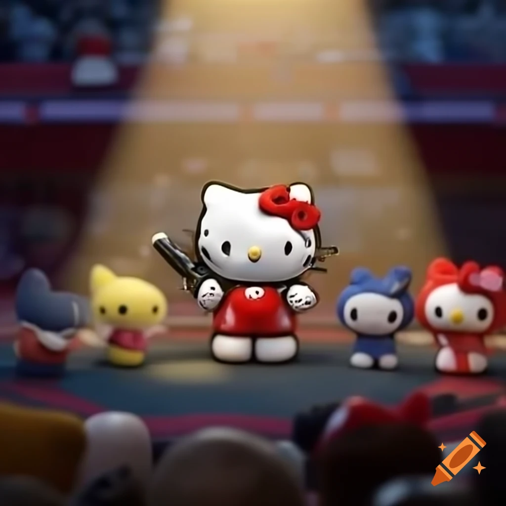 Hello kitty and melody in a playful confrontation, featuring whimsical ...
