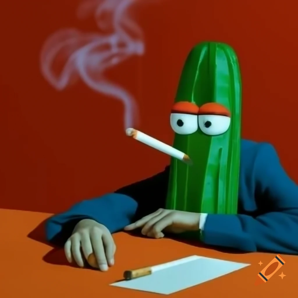 Pickle with cigarette saying 'bon anniversaire nono' on Craiyon