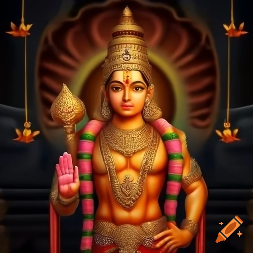 Statue of god murugan with vibrant colors and intricate details on Craiyon