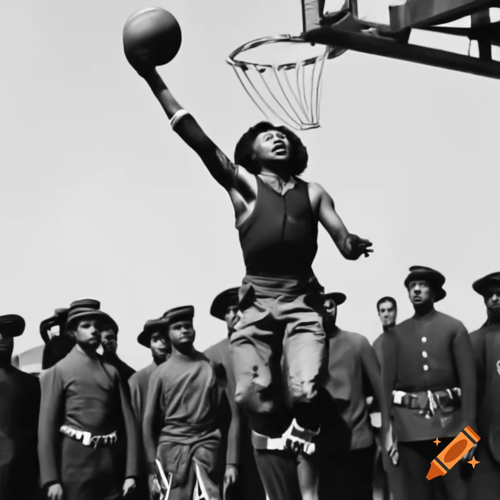 Young boy with Down Syndrome dunks a basketball during a game. on Craiyon
