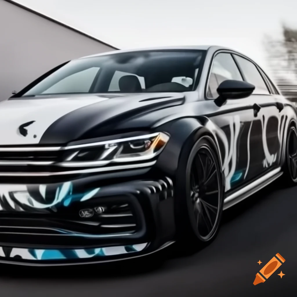 Sleek VW Passat B6 with abstract graffiti and custom spray-painted ...