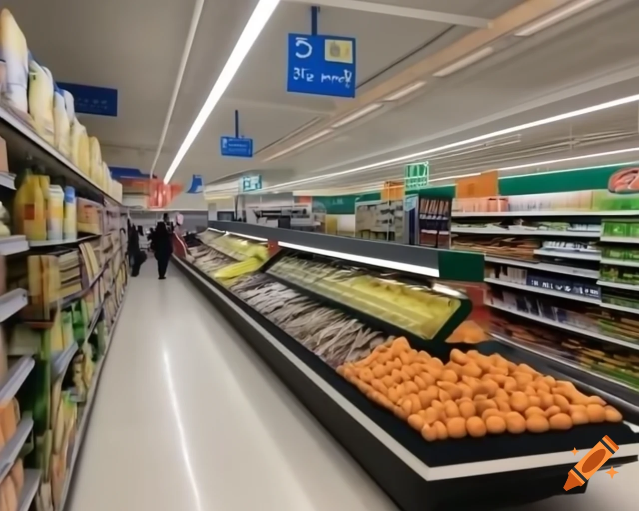 Supermarket area with interliminal design on Craiyon